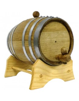 Oak Beverage Dispensing Barrel with Galvanized Steel Bands